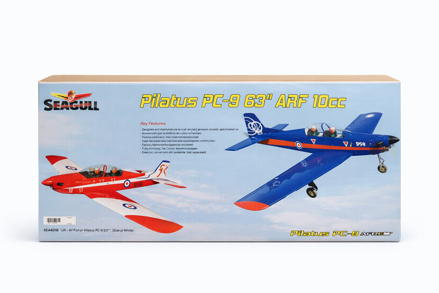 SEAGULL SEA401B UK - AIR FORCE PILATUS PC-9 60.6 ARF 10CC (BLUE/RED) R ...
